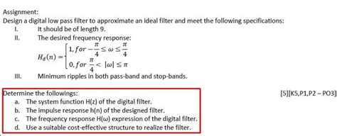 Solved Assignment Design A Digital Low Pass Filter To Chegg