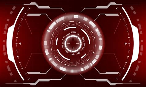 Hud 공상 과학 인터페이스 화면 보기 빨간색 디자인 가상 현실 미래 기술 창조적 인 디스플레이 벡터에 흰색 기하학 Brand Name Video Game에 대한 스톡 벡터