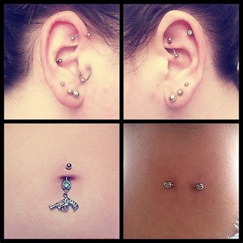 Piercings • Triple Lobes • Belly Buttonnavel • Helix • Tragus • Rook