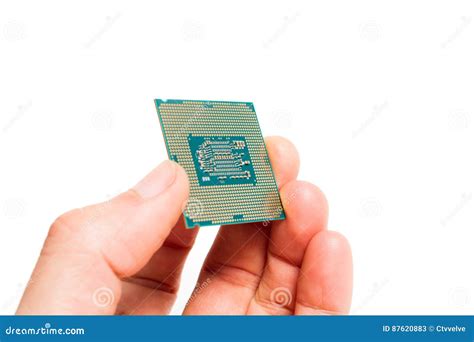 A Hand Holding Cpu Processor Stock Image Image Of Gold Electrical