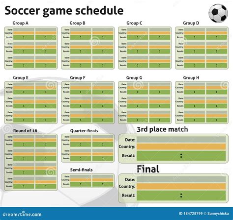 Soccer Game Schedule In Vector Empty To Fill In Stock Vector