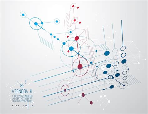 원과 선으로 만든 엔지니어링 기술 벡터 벽지 기술 드로잉 추상적인 배경입니다 프리미엄 벡터