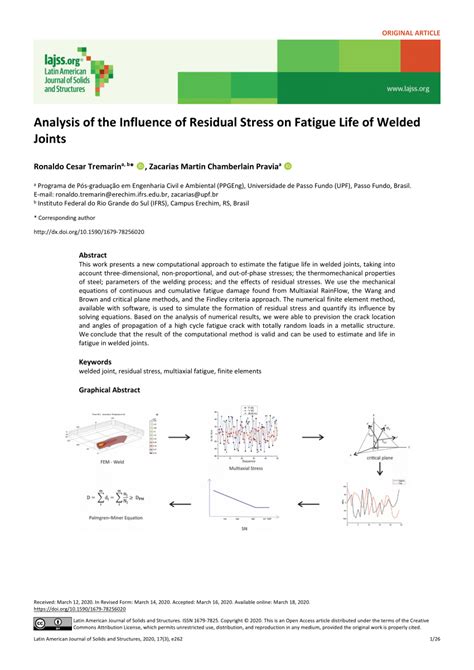 Pdf Analysis Of The Influence Of Residual Stress On Fatigue Life Of Welded Joints