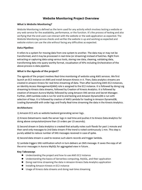 Websitemonitoringprojectoverview Pdf Amazon Web Services My Sql
