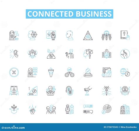 Connected Business Linear Icons Set Collaboration Innovation