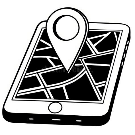 Smartphone Navigation Icon With Map And Location Pin Symbol Stock
