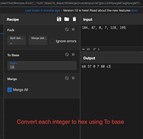 converting integers to hex with cyberchef recipe 0x1 securityinbits