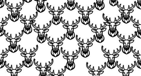 Seamless Pattern With Deer Heads For Textile Wrapping Paper And