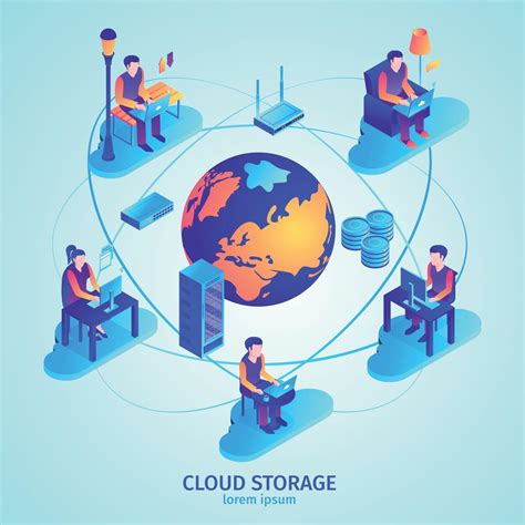 Cloud Storage Isometric Composition Vector Illustration 3020325 Vector