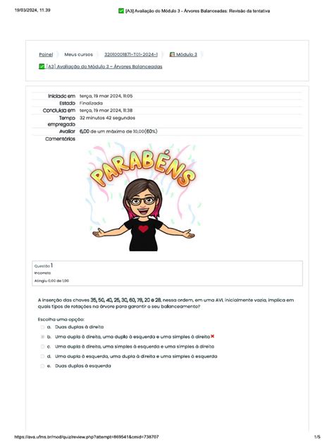 A3avaliacaodomodulo3 Arvoresbalanceadasrevisaodatentativa Pdf