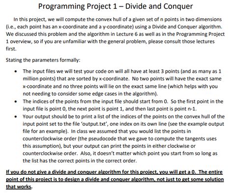 Solved In This Project We Will Compute The Convex Hull Of A Chegg