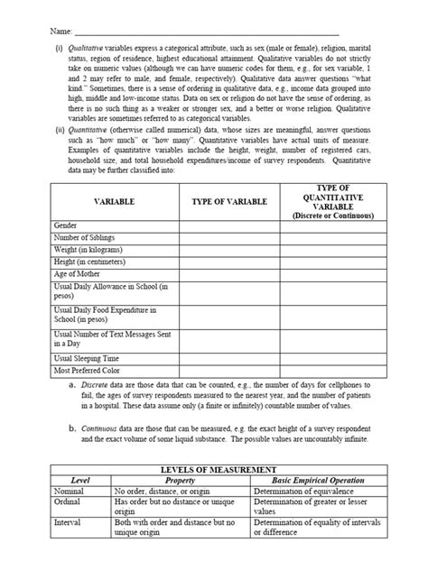 worksheet stat pdf categorical variable level of measurement