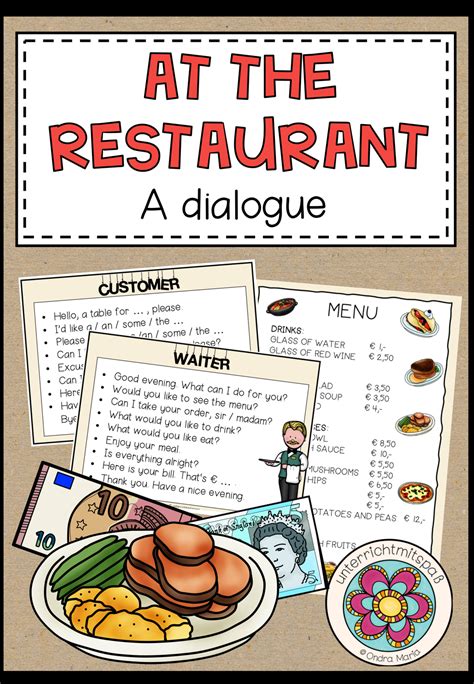 At The Restaurant A Dialogue Mit Euro Und Pfund Englisch