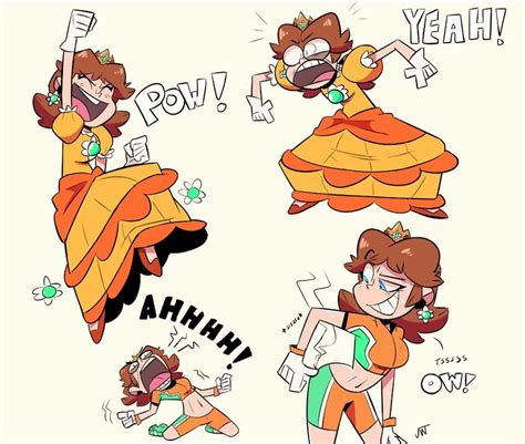 Princess Daisy And Striker Daisy Mario And 1 More Drawn By Joshdamn23