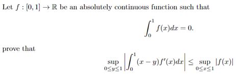 solved let f [0 1]→r be an absolutely continuous function