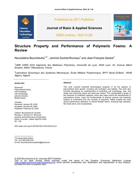 Pdf Structure Property And Performance Of Polymeric Foams A Review