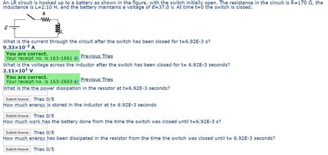 Solved An LR Circuit Is Hooked Up To A Battery As Shown In Chegg Com