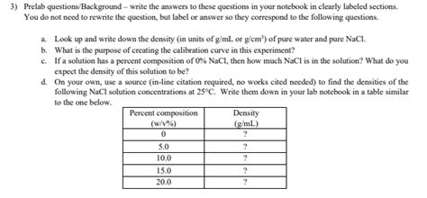 Solved Prelab Questions Background Write The Answers To Chegg