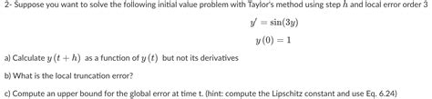 solved 2 ﻿suppose you want to solve the following initial