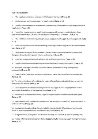 Trial Exam Questions Answers Logistics And Supply Chain Management DOCX