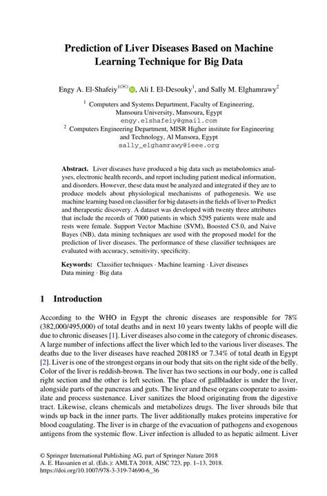 Pdf Prediction Of Liver Diseases Based On Machine Learning Technique For Big Data