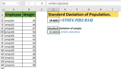 how to use excel stdev p function