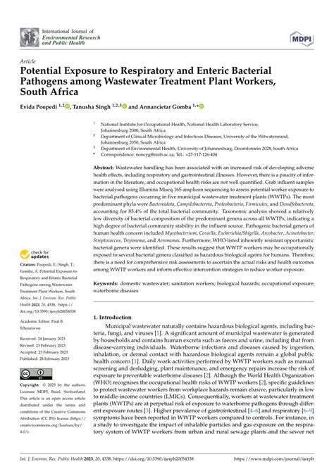 (PDF) Potential Exposure to Respiratory and Enteric Bacterial Pathogens ...
