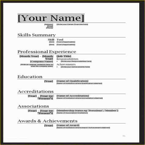 Microsoft Word Free Templates For Resumes Of Free Resume Templates Word