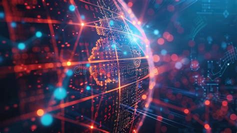 Abstract Visualization Of Global Network Connectivity With Dynamic Lines And Light Effects