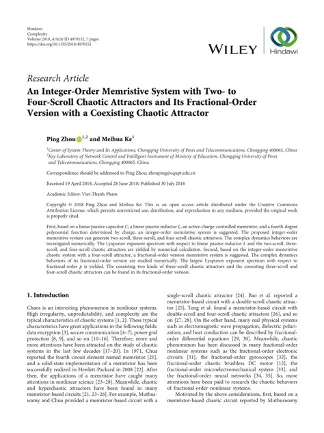 pdf an integer order memristive system with two to four scroll