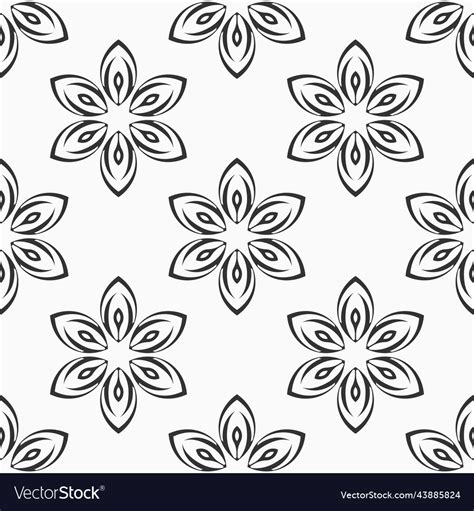 Seamless Flowers Pattern Repeating Geometric Vector Image