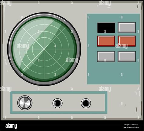 Glass Retro Control Panel Cartoon Vector Illustration Stock Vector