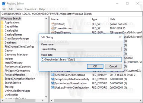 Change Search Index Location In Windows