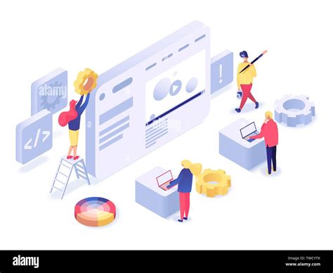 Web Design And Development Concept Isometric Vector Illustration Isolated On White Background