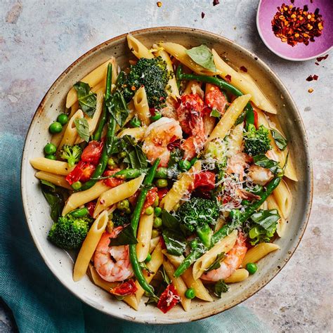 One Pot Pasta Primavera With Broccoli Tomatoes And Shrimp Recipe