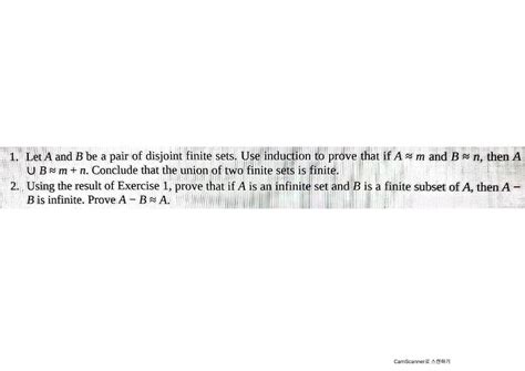 solved 1 let a and b be a pair of disjoint finite sets use