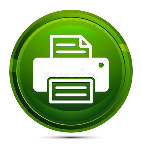 Printer Icon Glassy Green Round Button Illustration Stock Vector