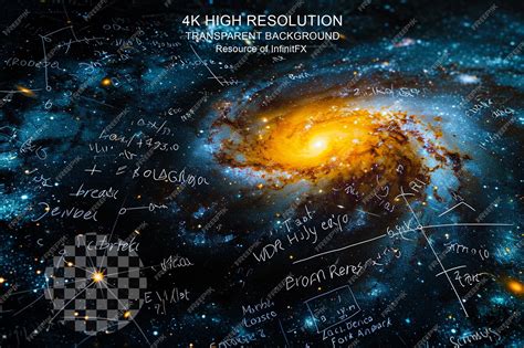 premium psd mathematical and physical formulas galaxy textured on