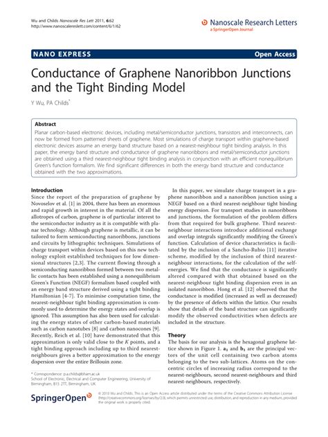 Pdf Conductance Of Graphene Nanoribbon Junctions And The Tight Binding Model