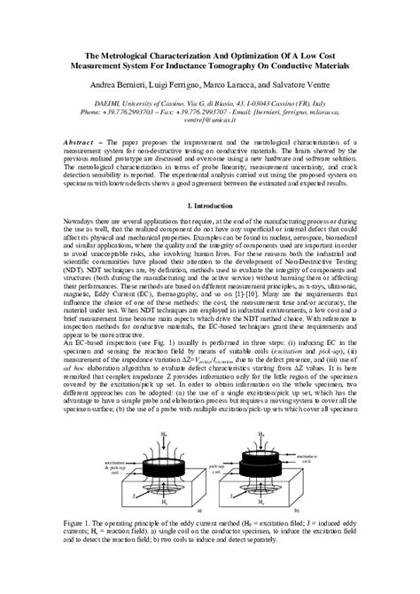 Pdf The Metrological Characterization And Optimization Of A Low Cost Measurement System For