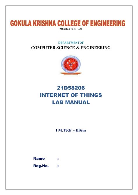 Iot Mtech Lab Manual Affiliated To Jntua Departmentof