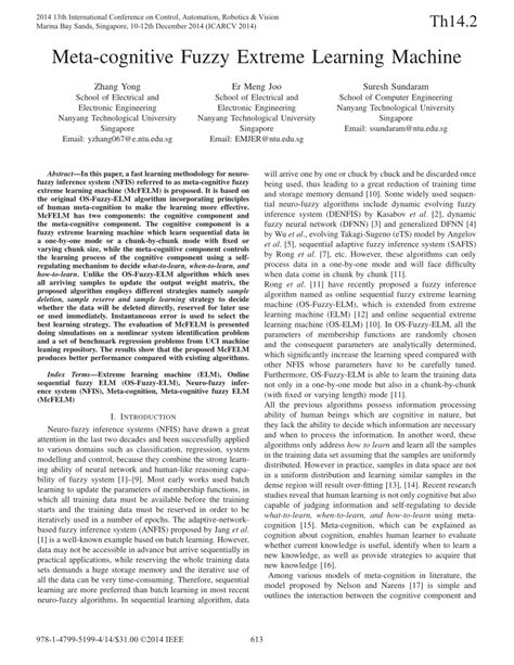 Pdf Meta Cognitive Fuzzy Extreme Learning Machine