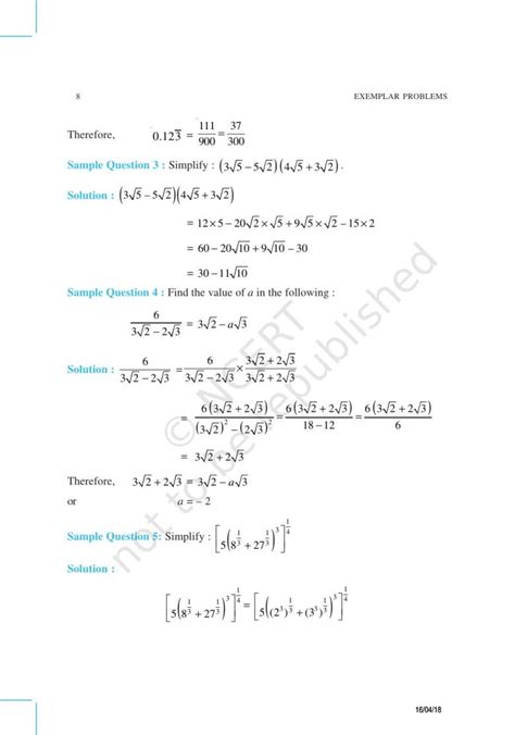 Ncert Exemplar Book For Class 9 Maths Chapter 1 Number Systems