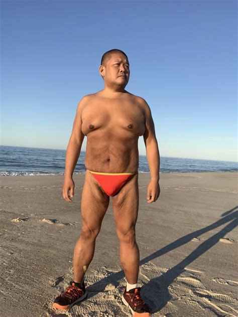 At The Beach In Cherry Grove Wearing My Red Yellow Nautica String Bikini Pic