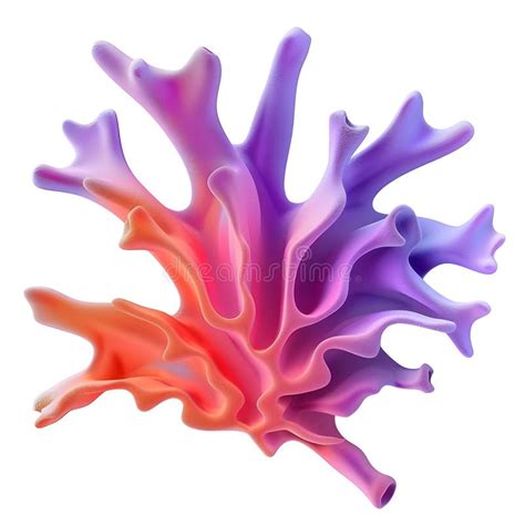 Purple And Orange Gradient Coral Object Isolated On White Background