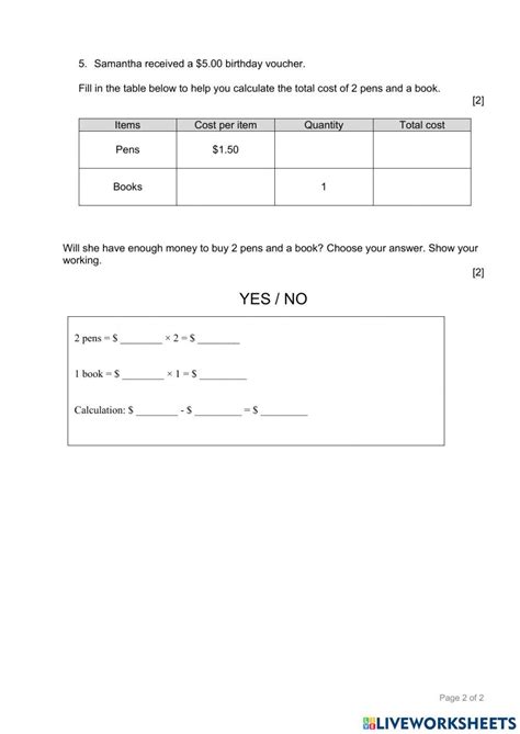 Math Performance Task Stage 1 Back To School Online Exercise For
