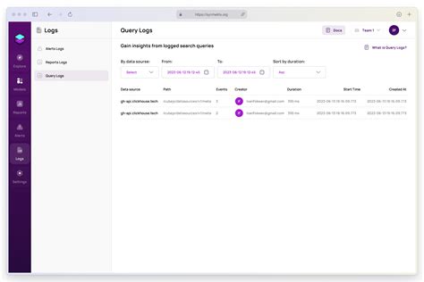logs page synmetrix docs