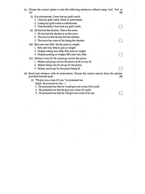 English Language Synthesis And Transformation Of Sentences Mcq Sets Pdf