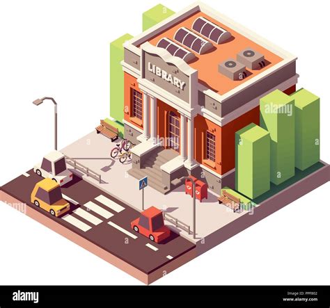 Vector Isometric Library Building Stock Vector Image And Art Alamy