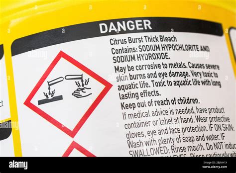 Asda Thick Domestic Bleach Warning Label With Ghs Materials Causing